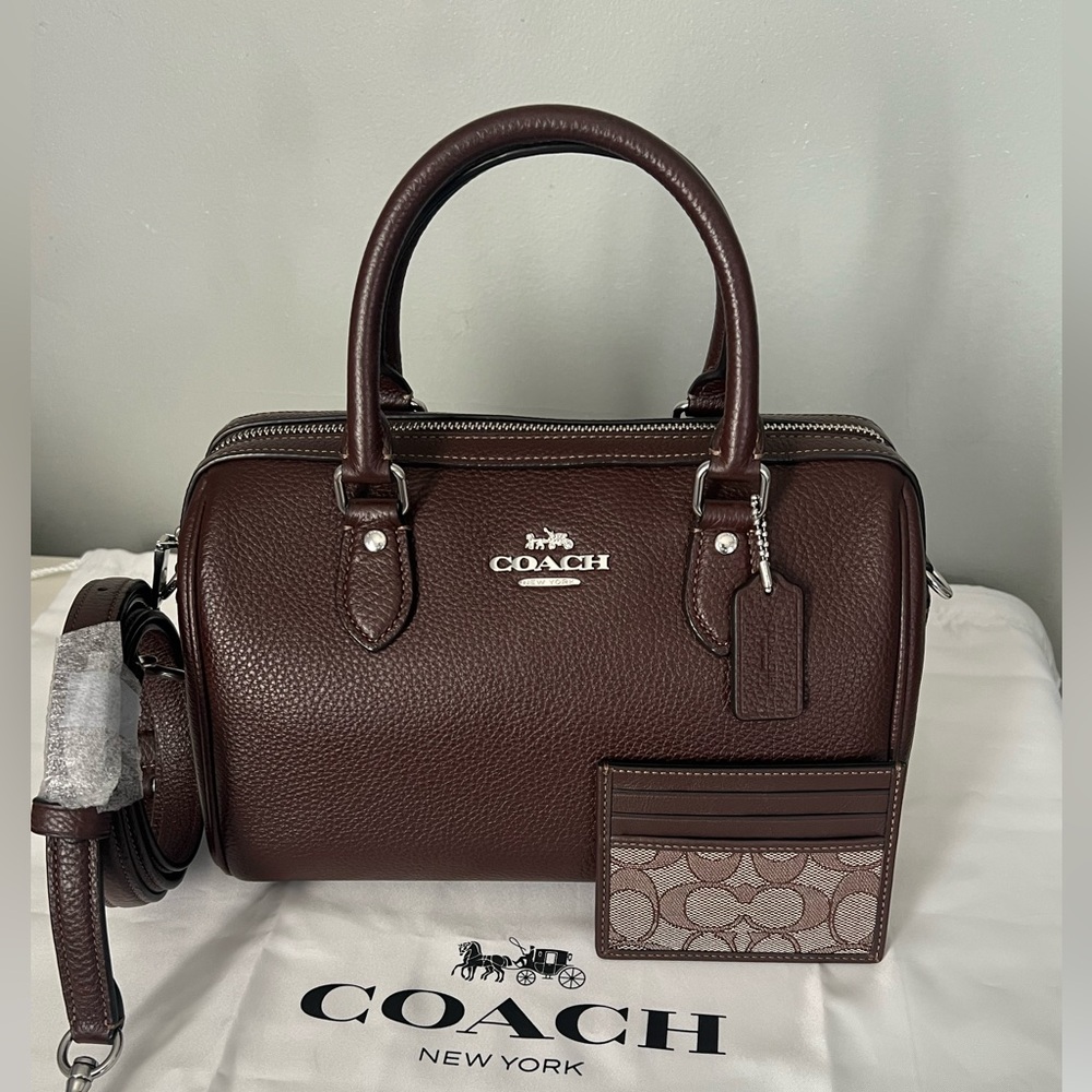 Coach Rowan Maple Satchel And Id Card Holder - Gem